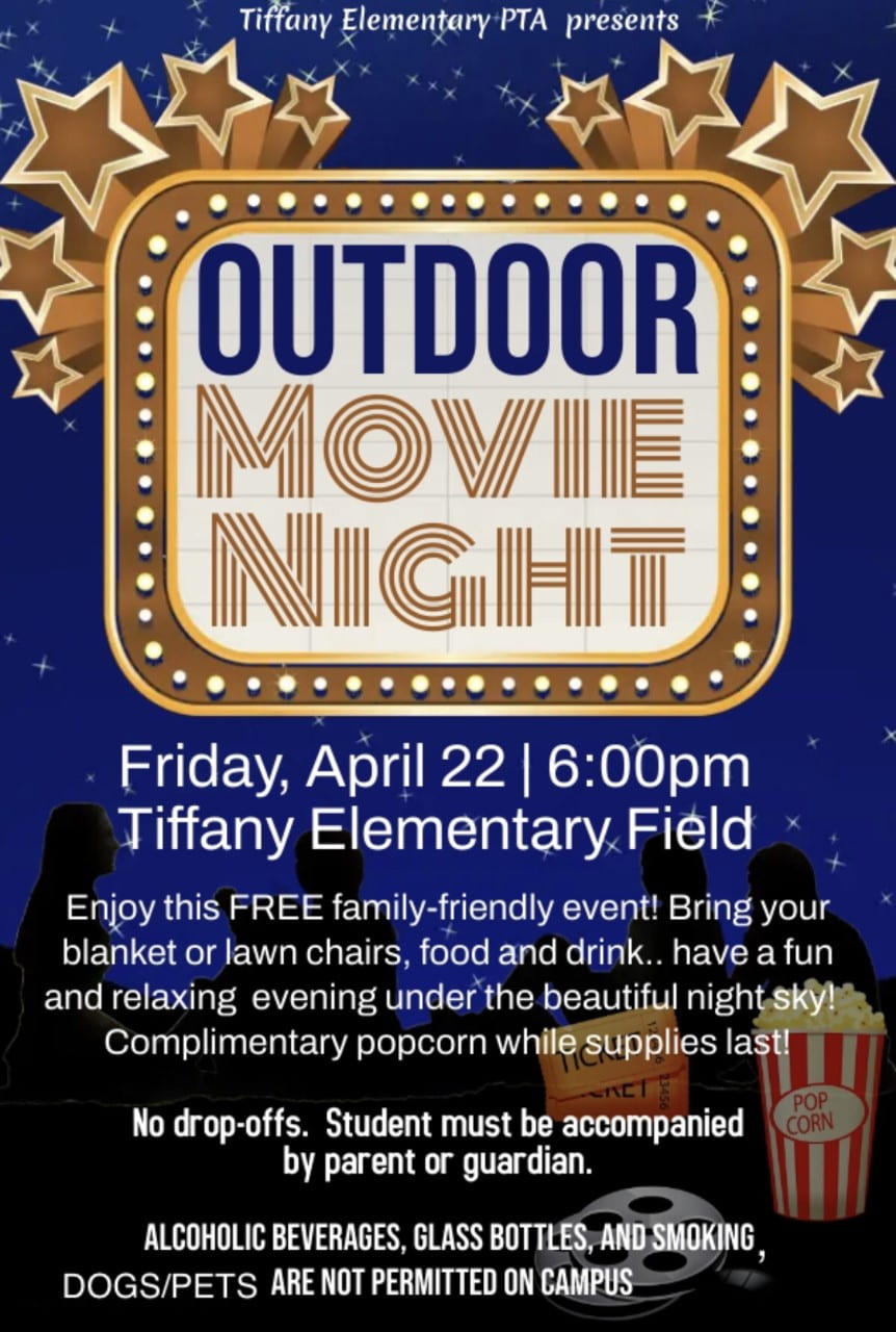 PTA Movie Night – April 22nd at 6pm! – Tiffany Elementary School